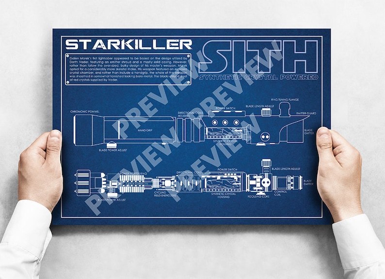 Starkiller - Lightsaber Blueprint Schematic - Etsy