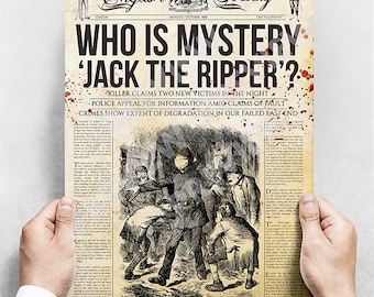 Sherlock Holmes Retro Newspaper Holmes to Hunt Jack the Ripper A3 ...