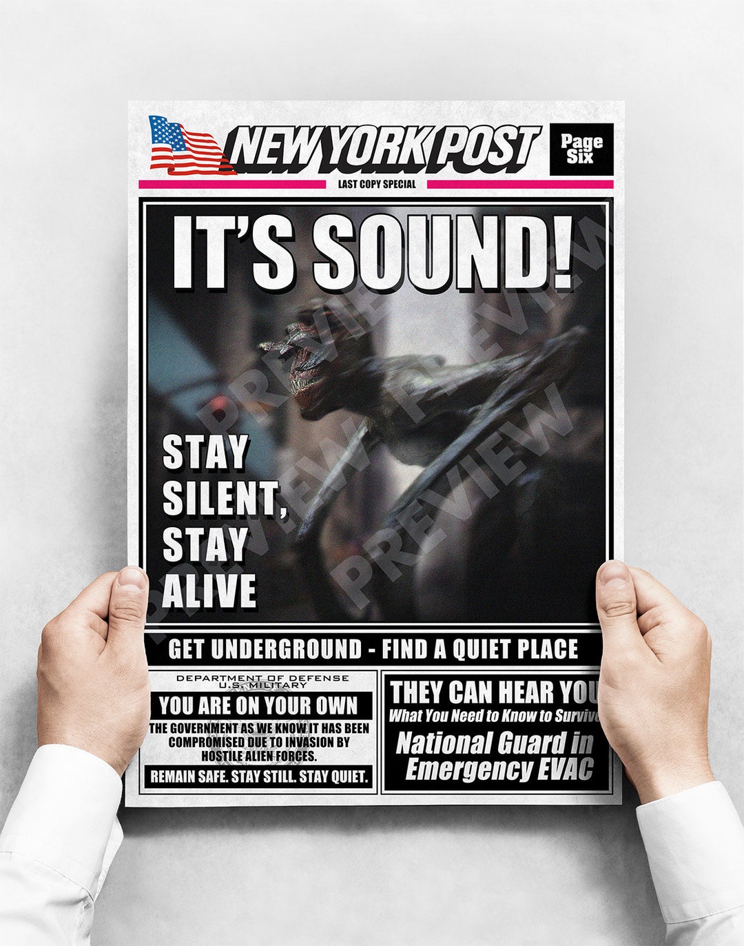A Quiet Place - Newspaper Style Poster - Etsy