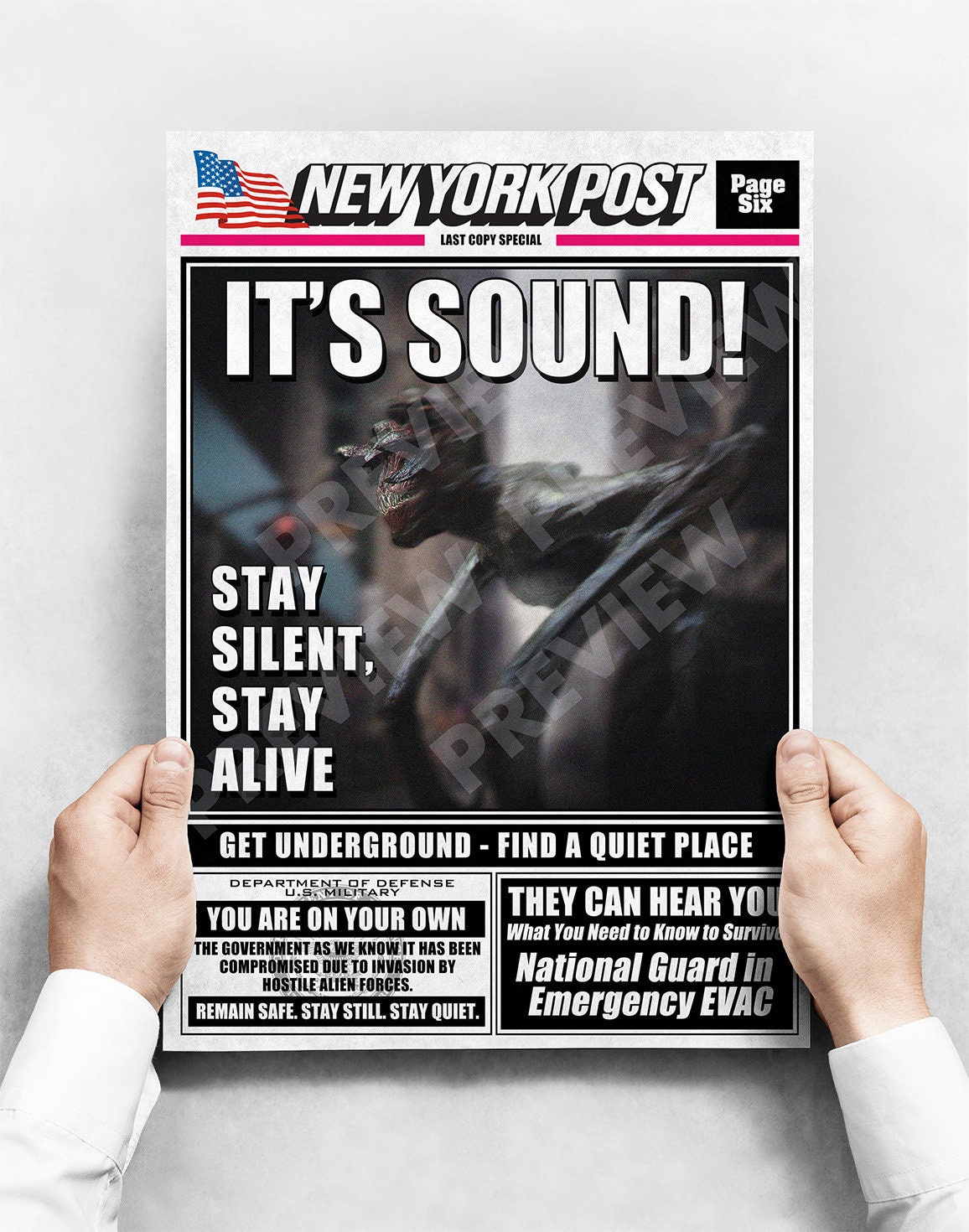 A Quiet Place - Newspaper Style Poster - Etsy