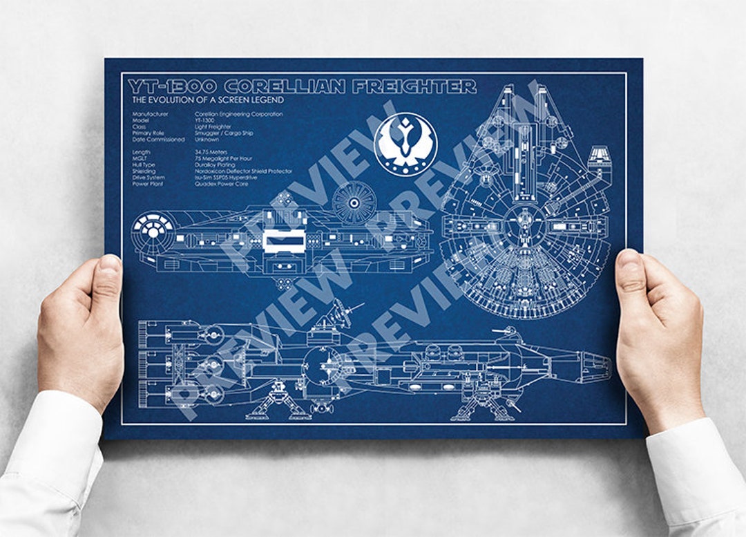 Millennium Falcon Corellian Freighter - Blueprint Schematic - Etsy