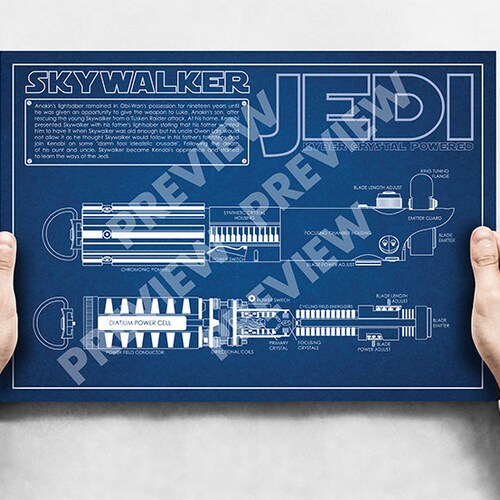 Anakin Skywalker Lightsaber Blueprint Schematic Jedi - Etsy