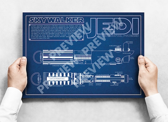 Anakin Skywalker Lightsaber Blueprint Schematic Jedi | Etsy