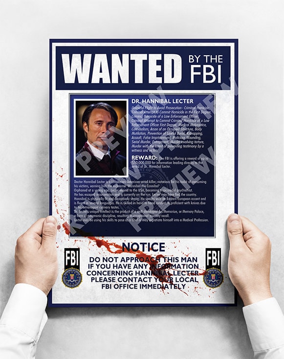 Hannibal 'Wanted Poster' Original Artwork | Etsy