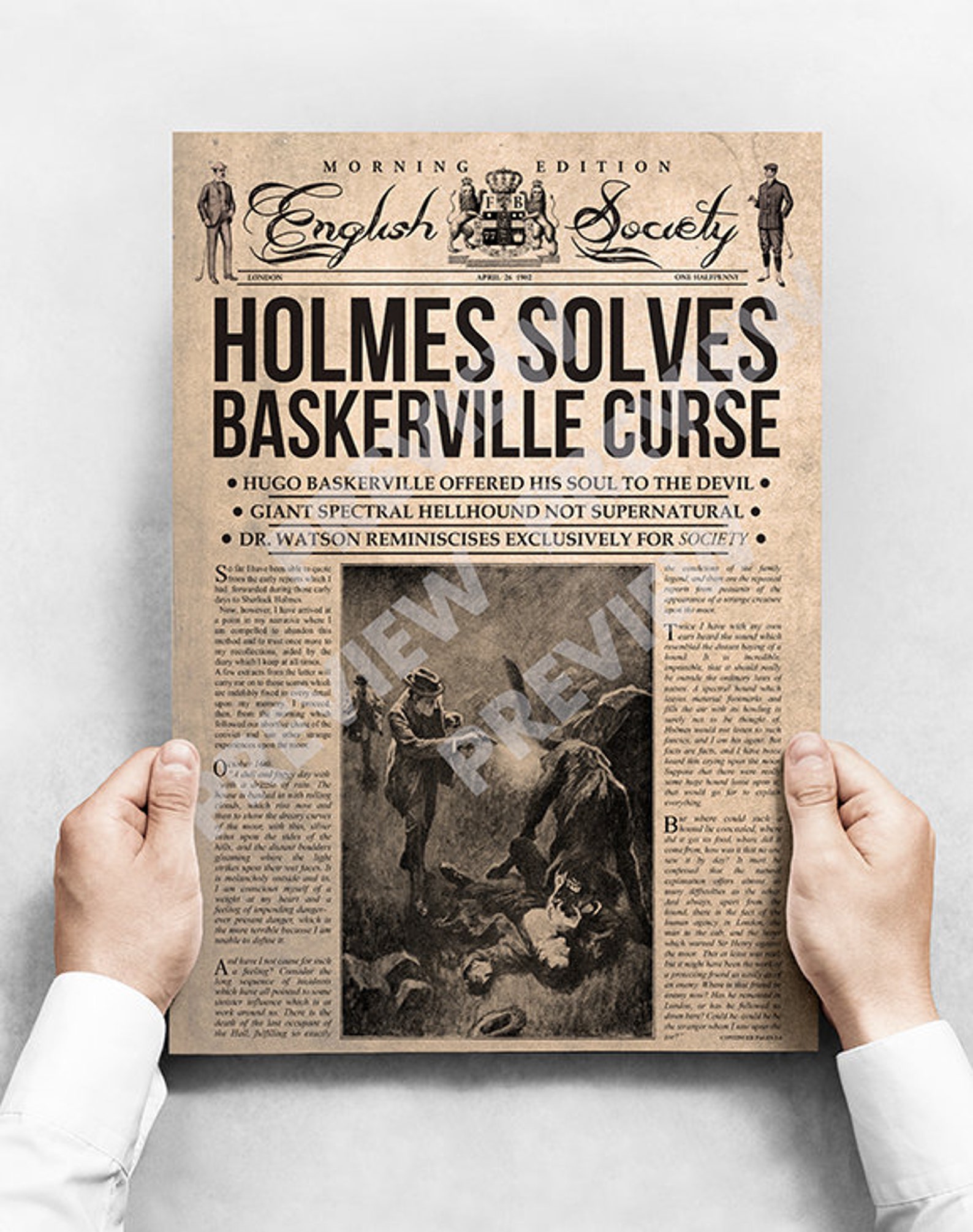 Sherlock Holmes Retro Newspaper the Hound of the - Etsy