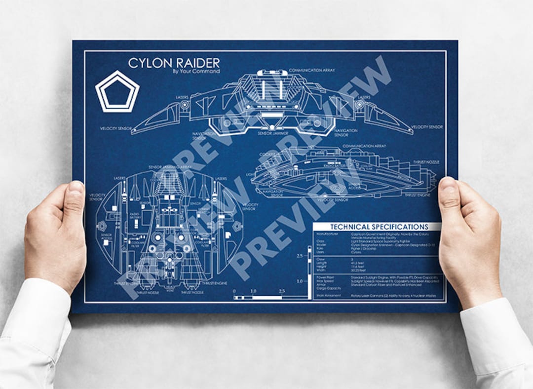 Battlestar Galactica 1978 - Cylon Raider Blueprint Schematic - Etsy