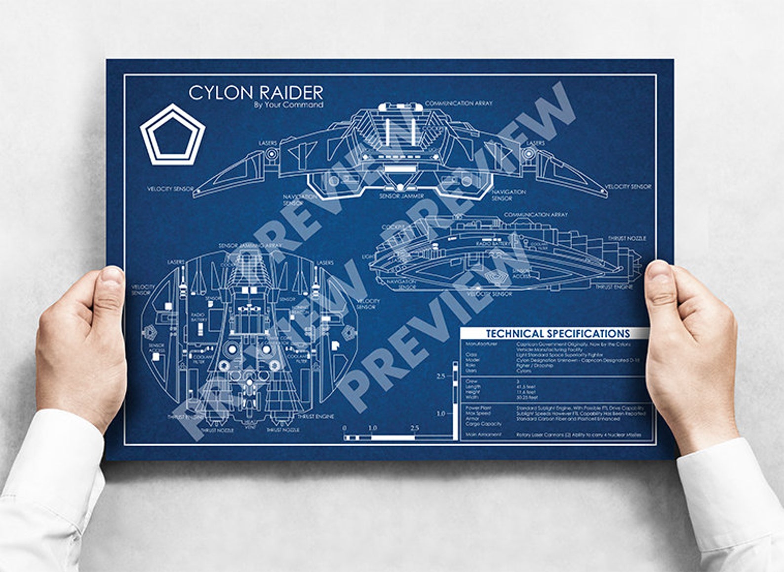 Battlestar Galactica 1978 Cylon Raider Blueprint Schematic | Etsy