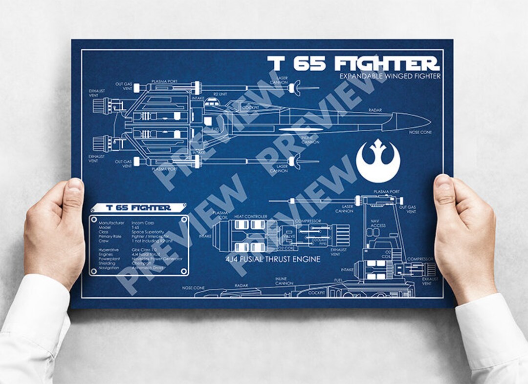 X-wing Blueprint Schematic - Star Wars Print - Etsy