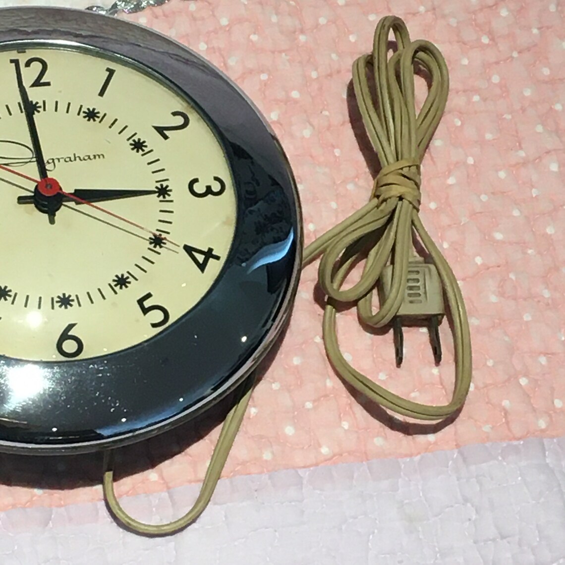 Vintage MCM Ingraham Wall Clock Chrome Round Mid Century - Etsy