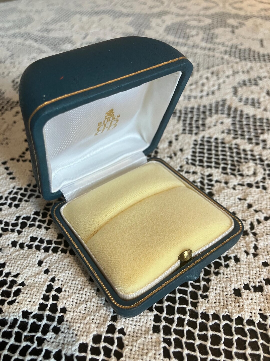 Vintage Birks Blue Leather Jewelry Ring Presentation Watch Box Velvet ...