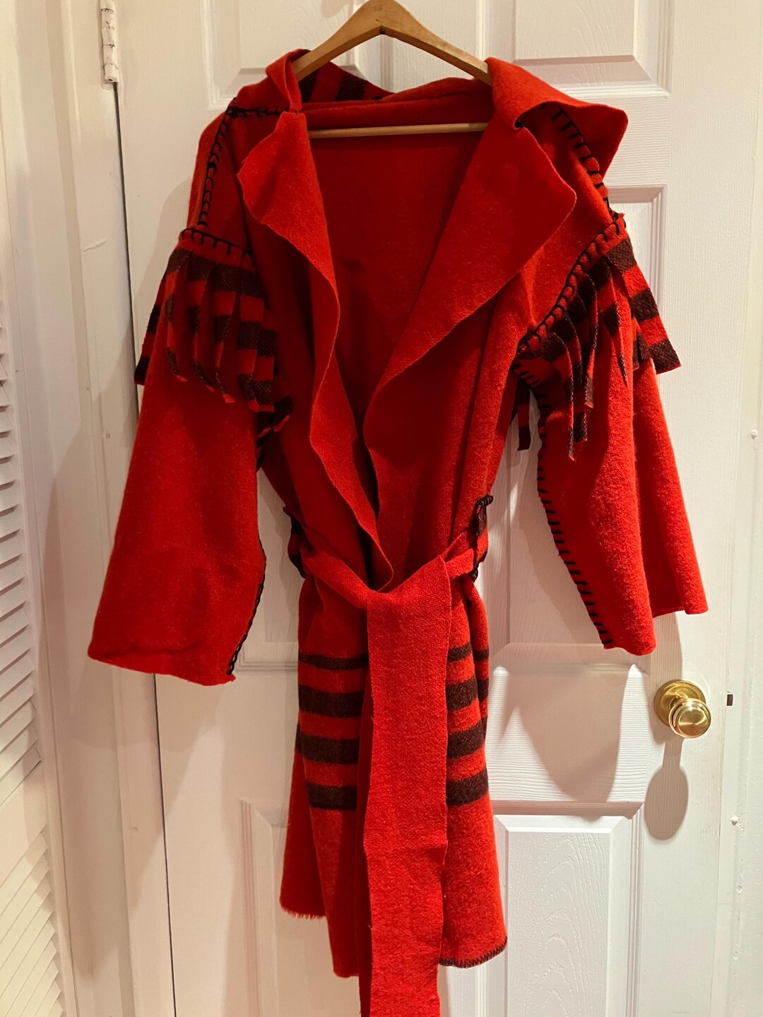 L Black Powder Mountain Man Capote Coat Jacket Large Red Black Wool ...