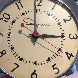 Vintage MCM Ingraham Wall Clock Chrome Round Mid Century Electric ...