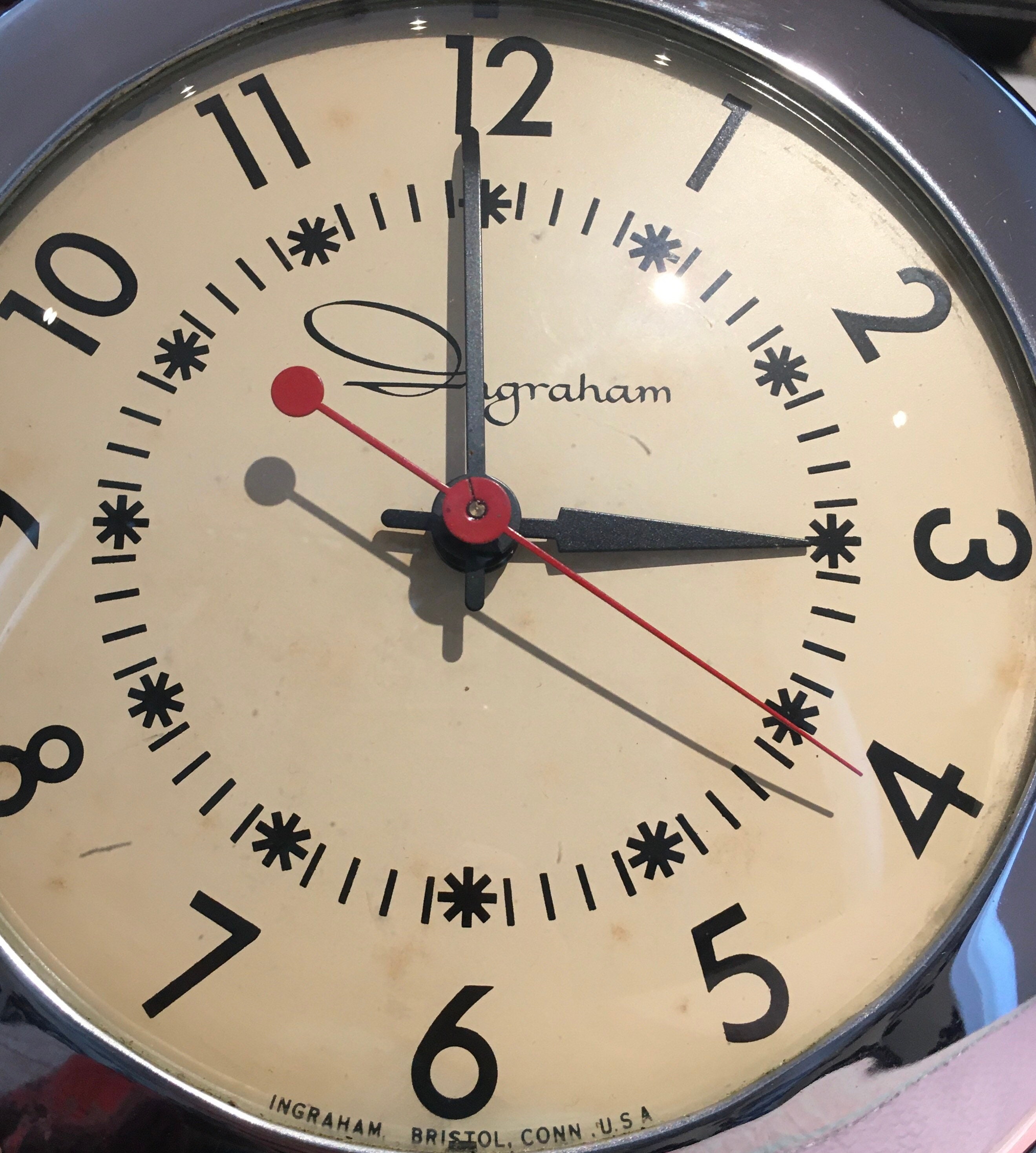 Vintage MCM Ingraham Wall Clock Chrome Round Mid Century Electric ...