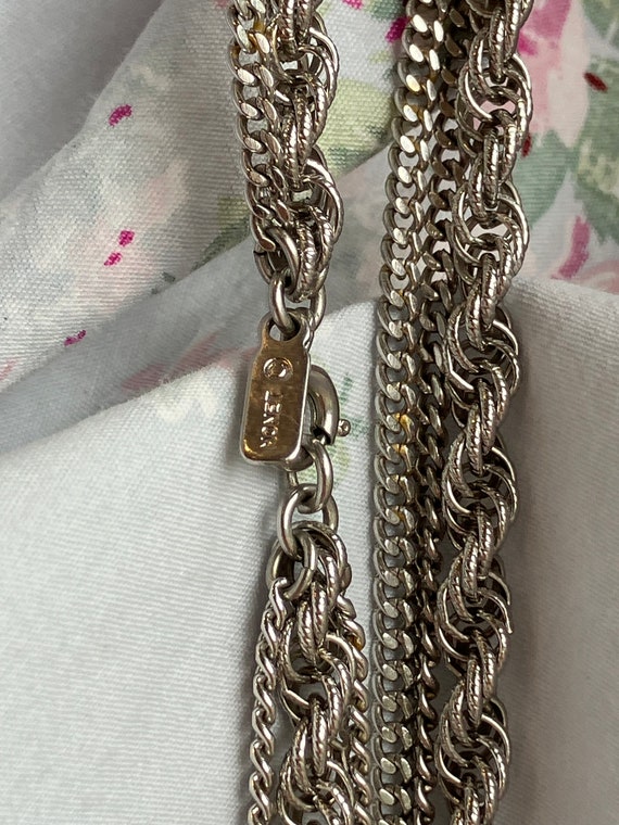 Vintage 53” Monet Triple Long Chain Silver Necklace V… - Gem
