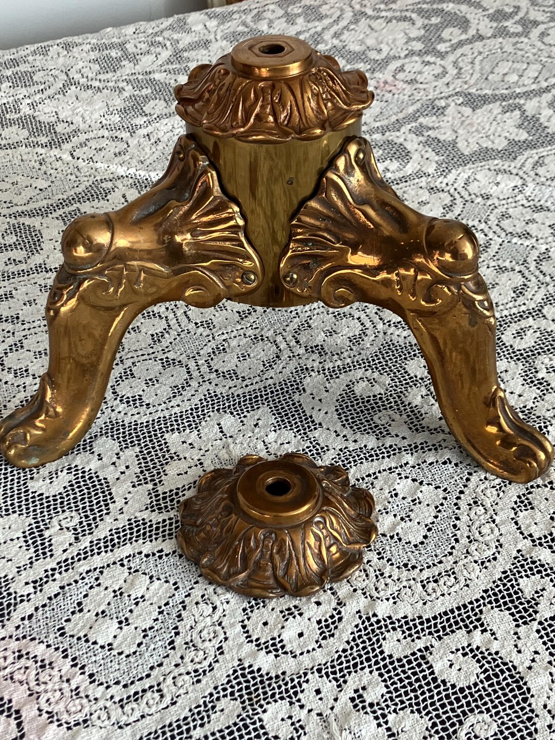 Vintage Large 13” Bronze Victorian Lamp Base Parts Metal Base Brass ...