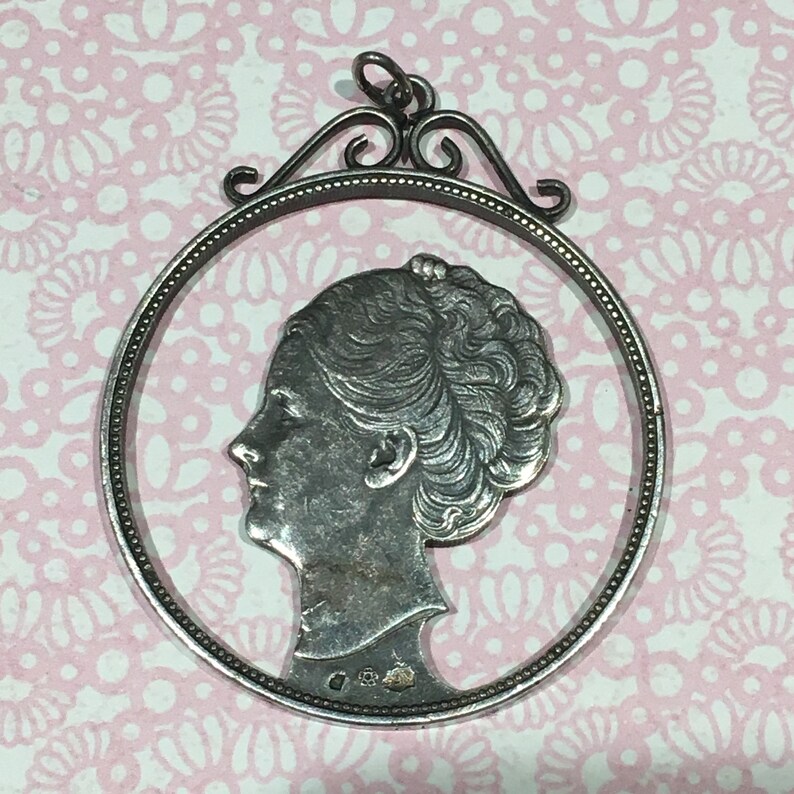 Vintage Cut Out Silver Coin Necklace Pendant Jewelry Jewellery - Etsy ...