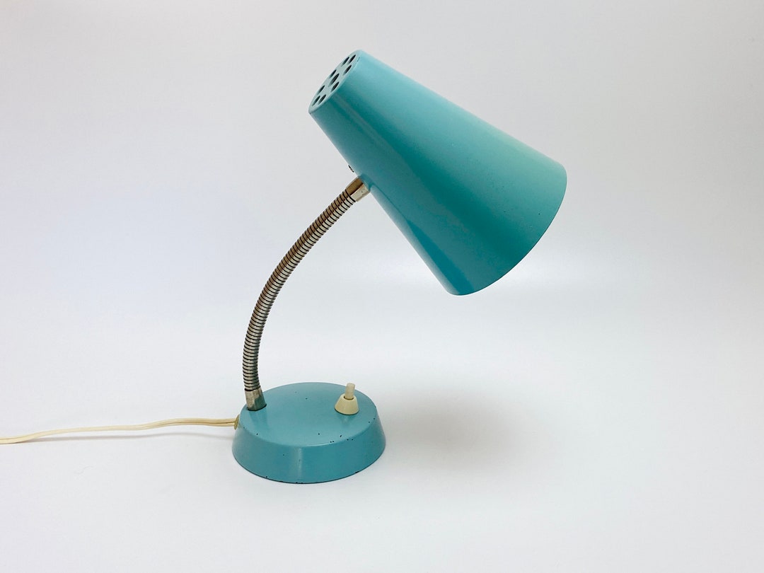 Vintage Blue Table Lamp, 1960s Mid Century Design, Bedside or Desk ...