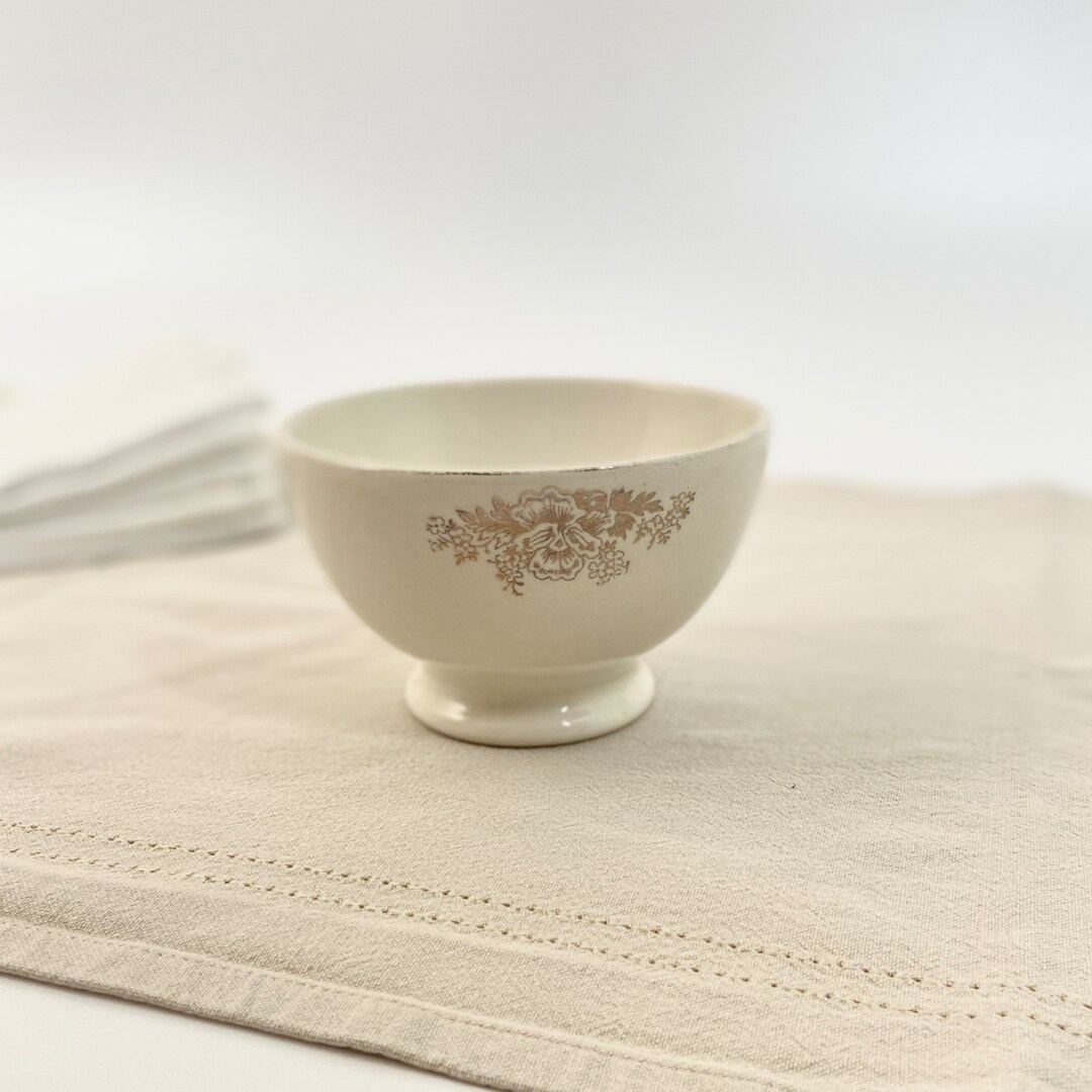 Vintage Cafe Au Lait Bowl, Belgian Boch Gold Floral Decoration ...