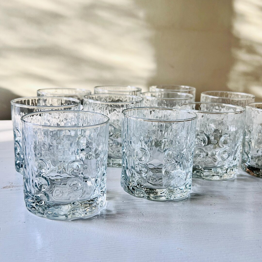 Bubble Glass Set of 10 Whisky Tumblers, Cocktail Glasses, 1970s Vintage ...