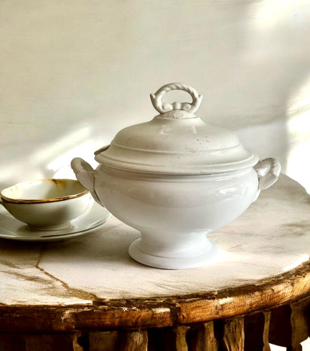 Antique White Ironstone Tureen, Boch Belgium White Tureen With Lid - Etsy