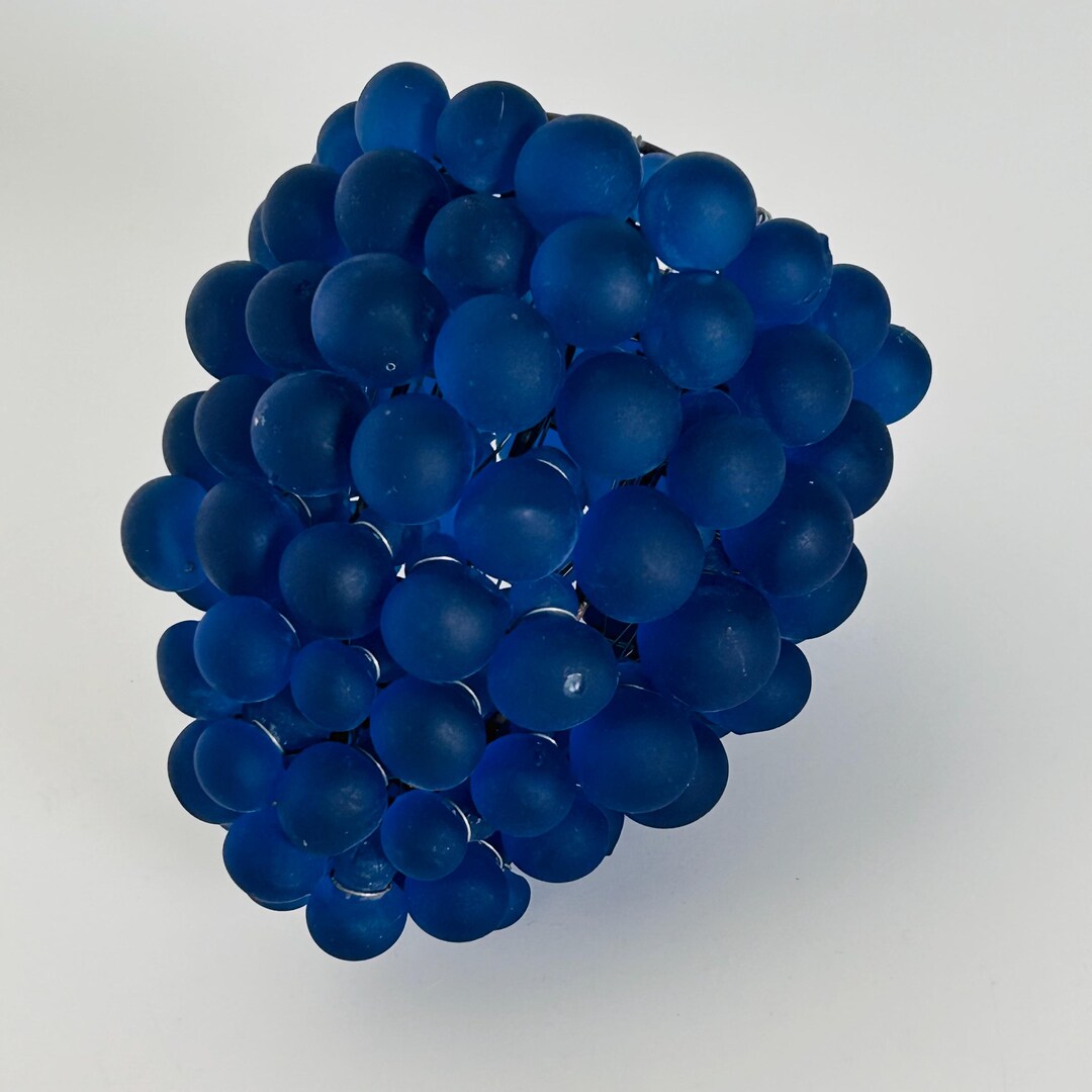 Art Nouveau Glass Grapes Lamp Shade, Antique Blue Glass Fruit Lamp ...