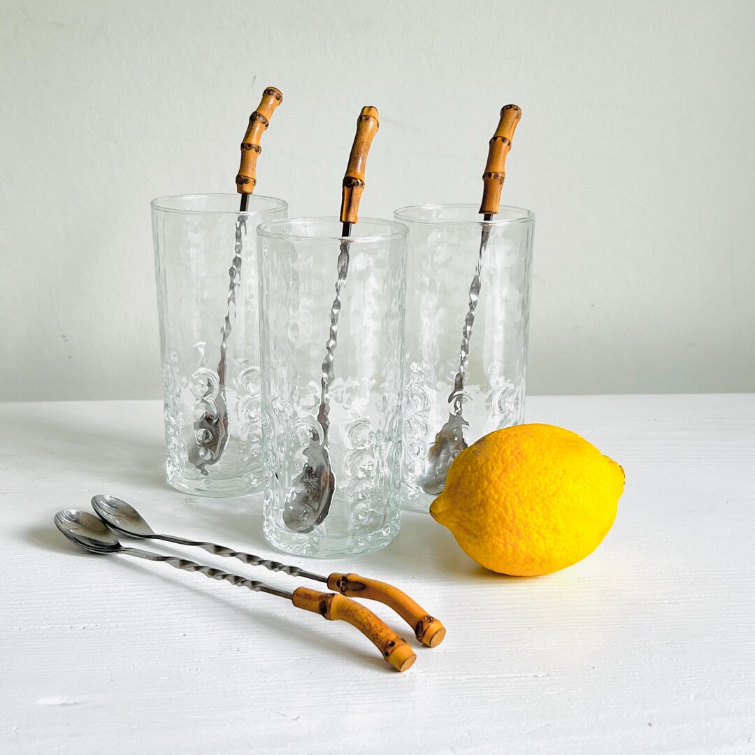 Vintage Bamboo Handle Cocktail Spoon Set , 5 Six Vintage Barware ...