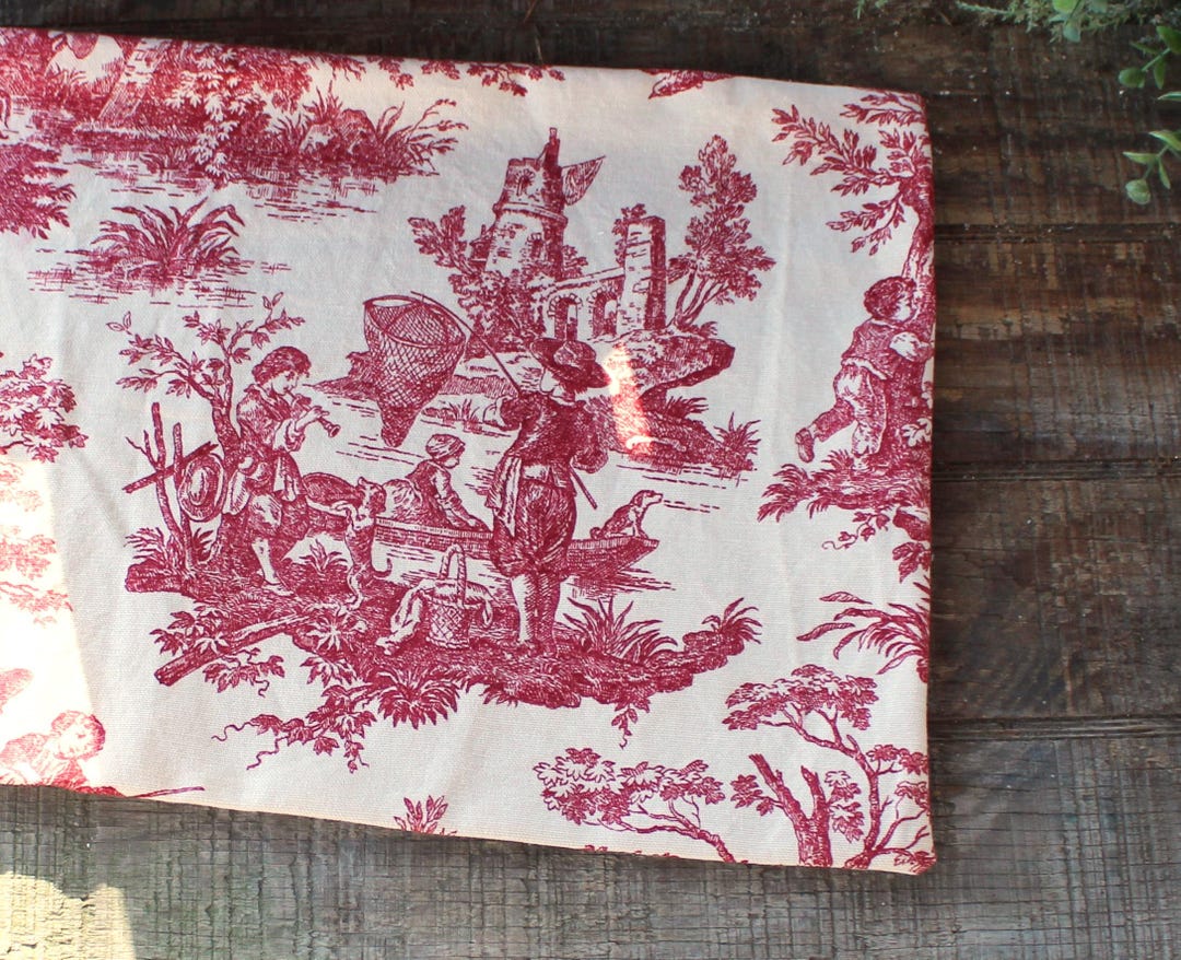 French Country Red and Cream Toile Table Runner Custom Order Table ...