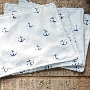 Modern Sailboat and Anchors Print Reversible Coasters Set of 4 Custom ...