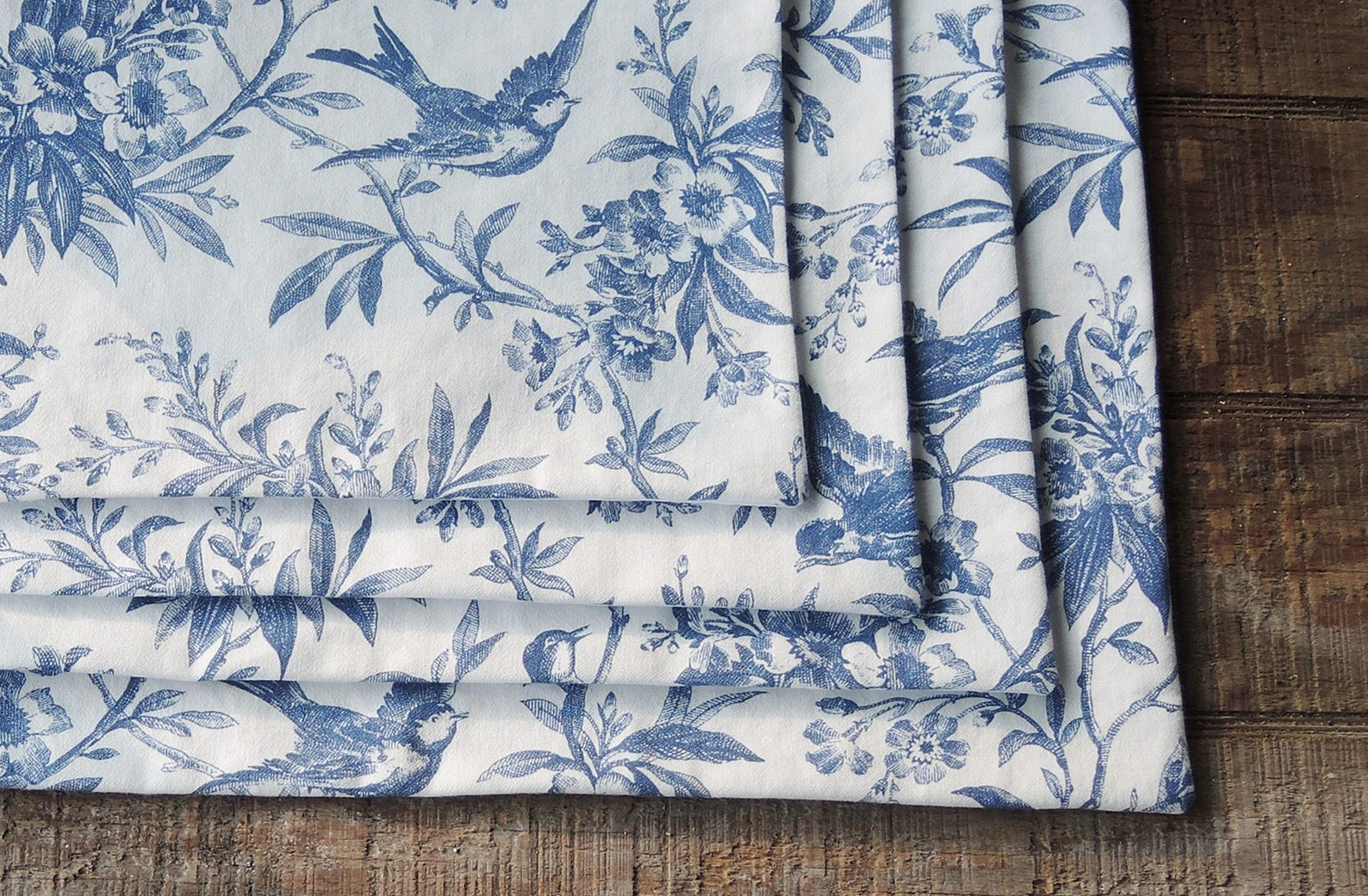 French Country White and Blue Birds and Flowers Placemats Set of 4 ...