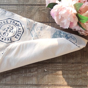 French Script Lined Cotton Table Runner Modern French Farmhouse Wedding ...