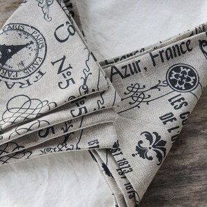 French Script Lined Cotton Placemats Set of 4 French Country Cottage ...