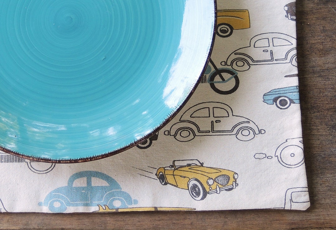 Placemats Set of 4 Cars and Trucks Print Lined Placemats Table Mats ...