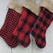 Red Lumberjack Flannel Christmas Stockings With Burlap Cuff - Etsy