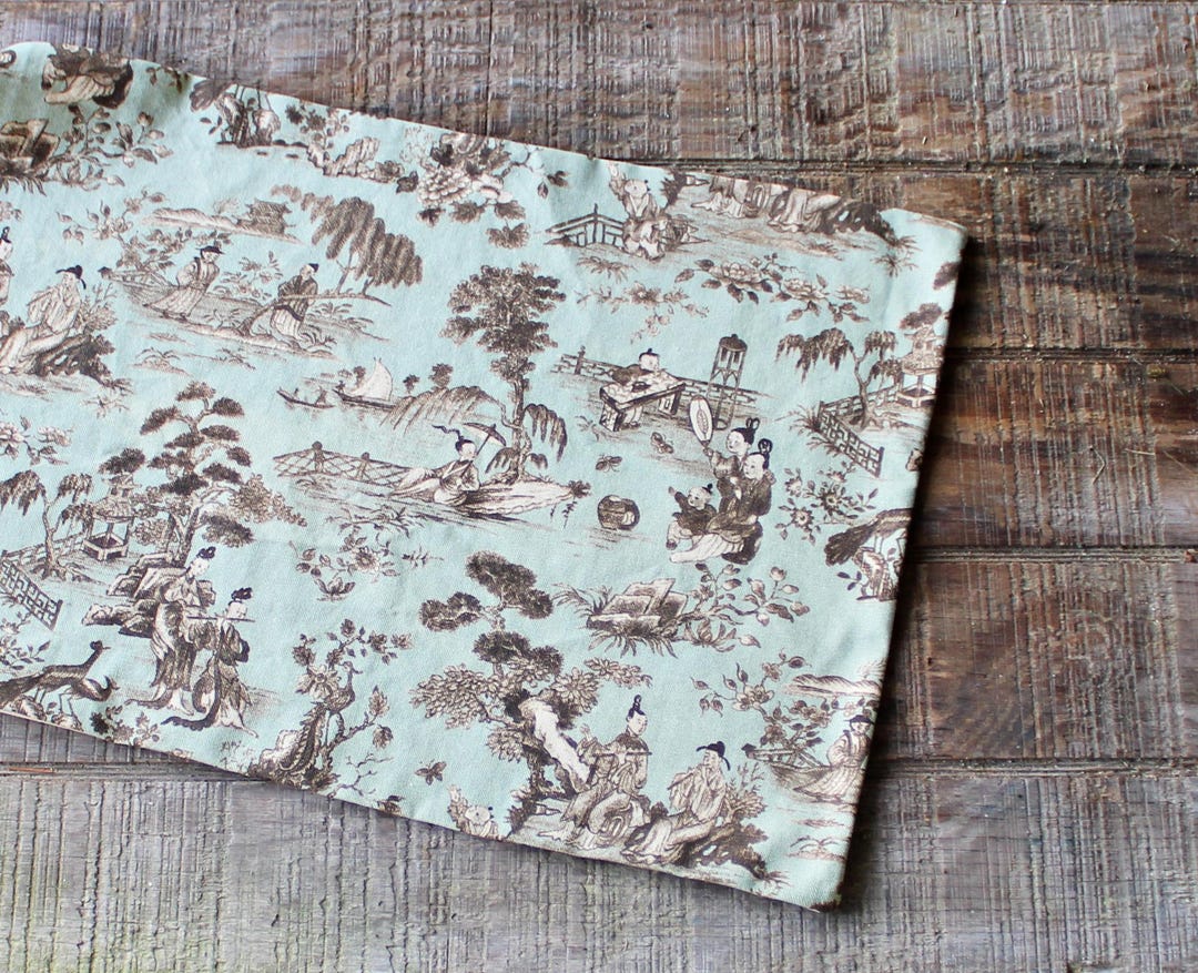 Green and Brown Toile Table Runner Williamsburg Fabric Co. Canton ...