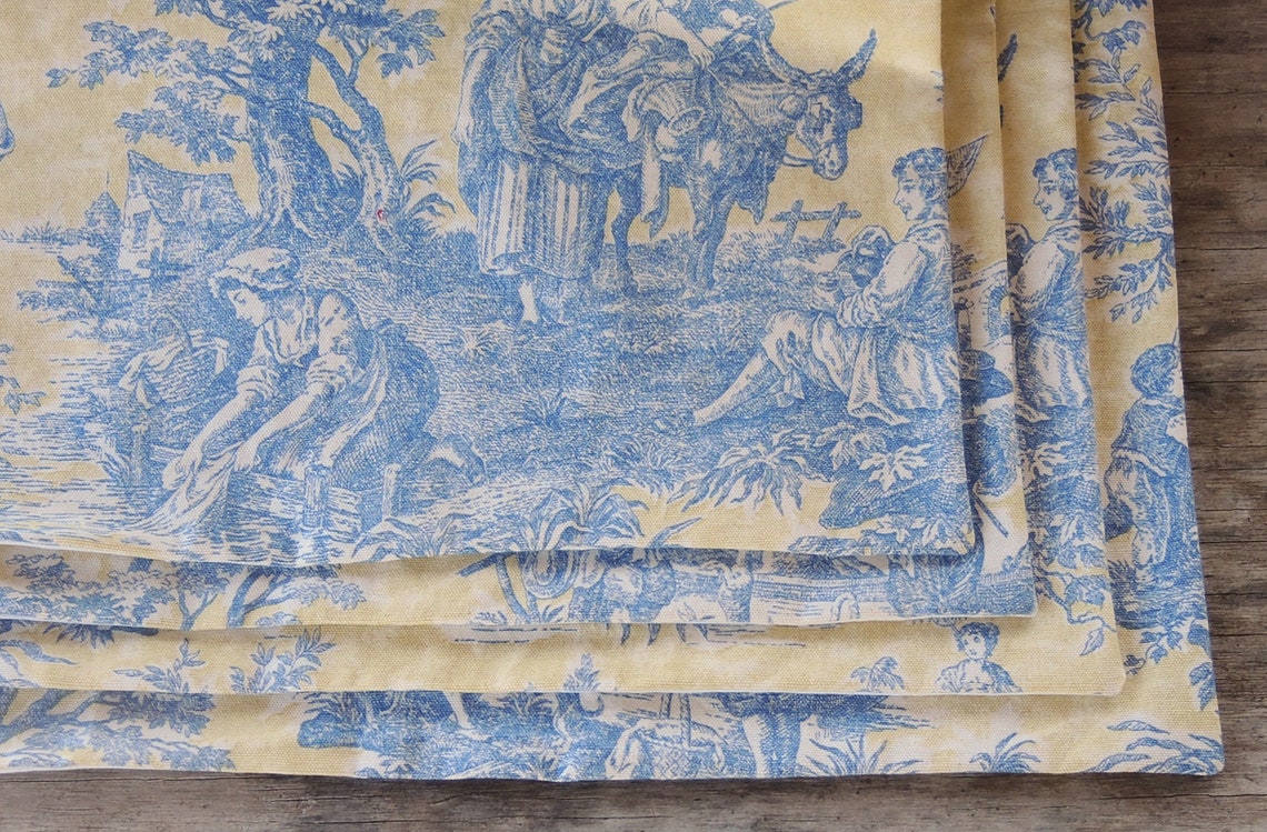 French Country Blue and Yellow Toile Placemats Set of 4 | Etsy
