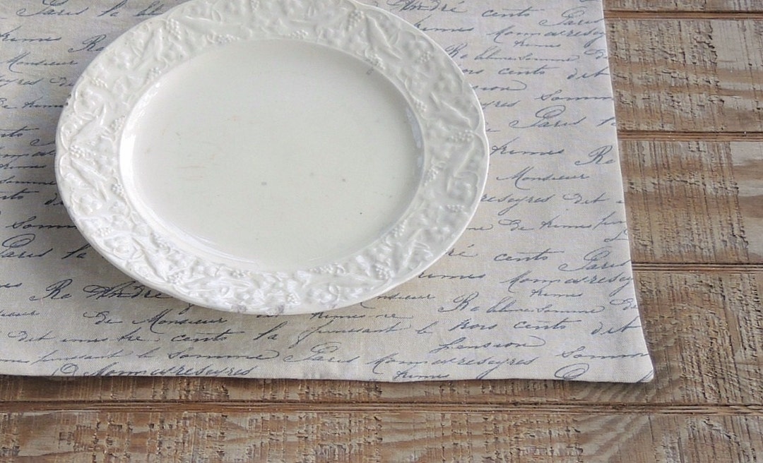 French Script Lined Placemats Set of 4 Modern French Farmhouse, Custom ...