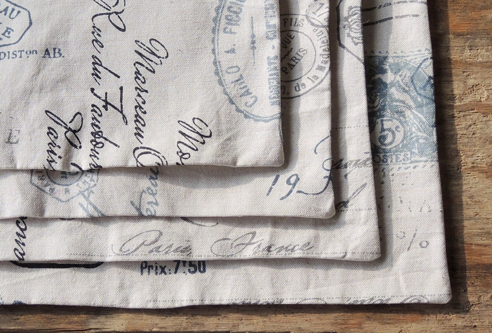 French Script Lined Cotton Placemats Set of 4 Modern French - Etsy