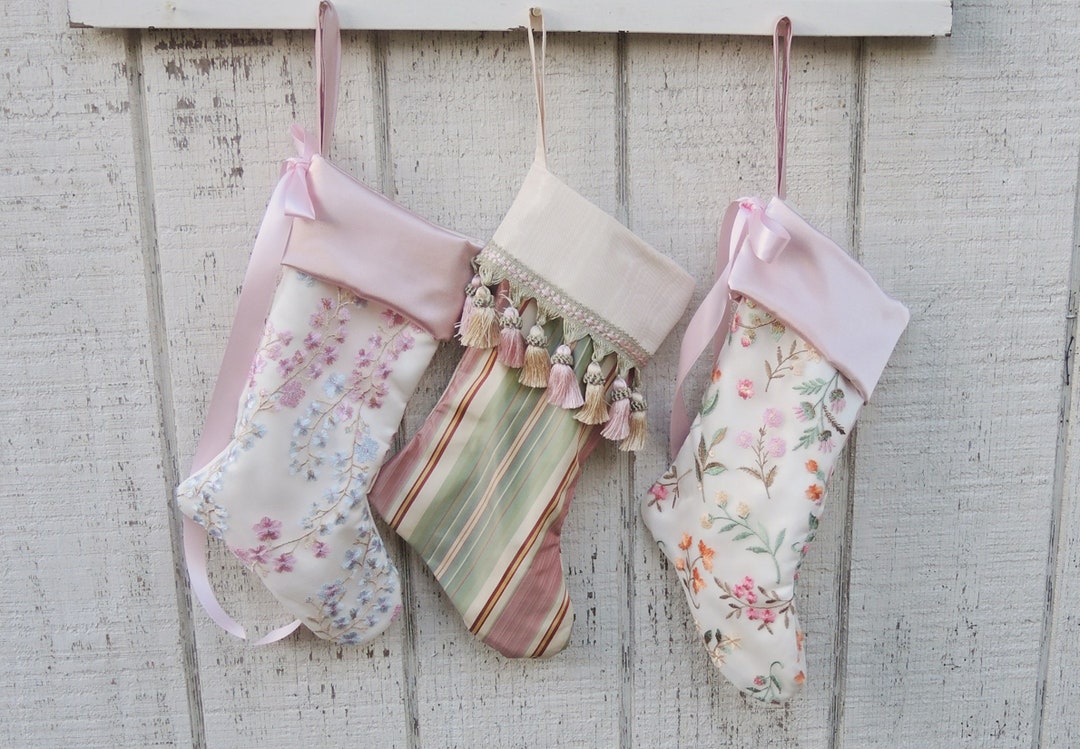 Pink and Cream Stockings Gorgeous Heirloom Christmas Stocking Lady Beth ...