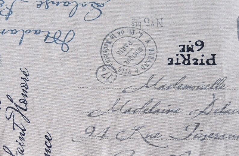 French Script Lined Cotton Placemats Set of 4 Modern French - Etsy