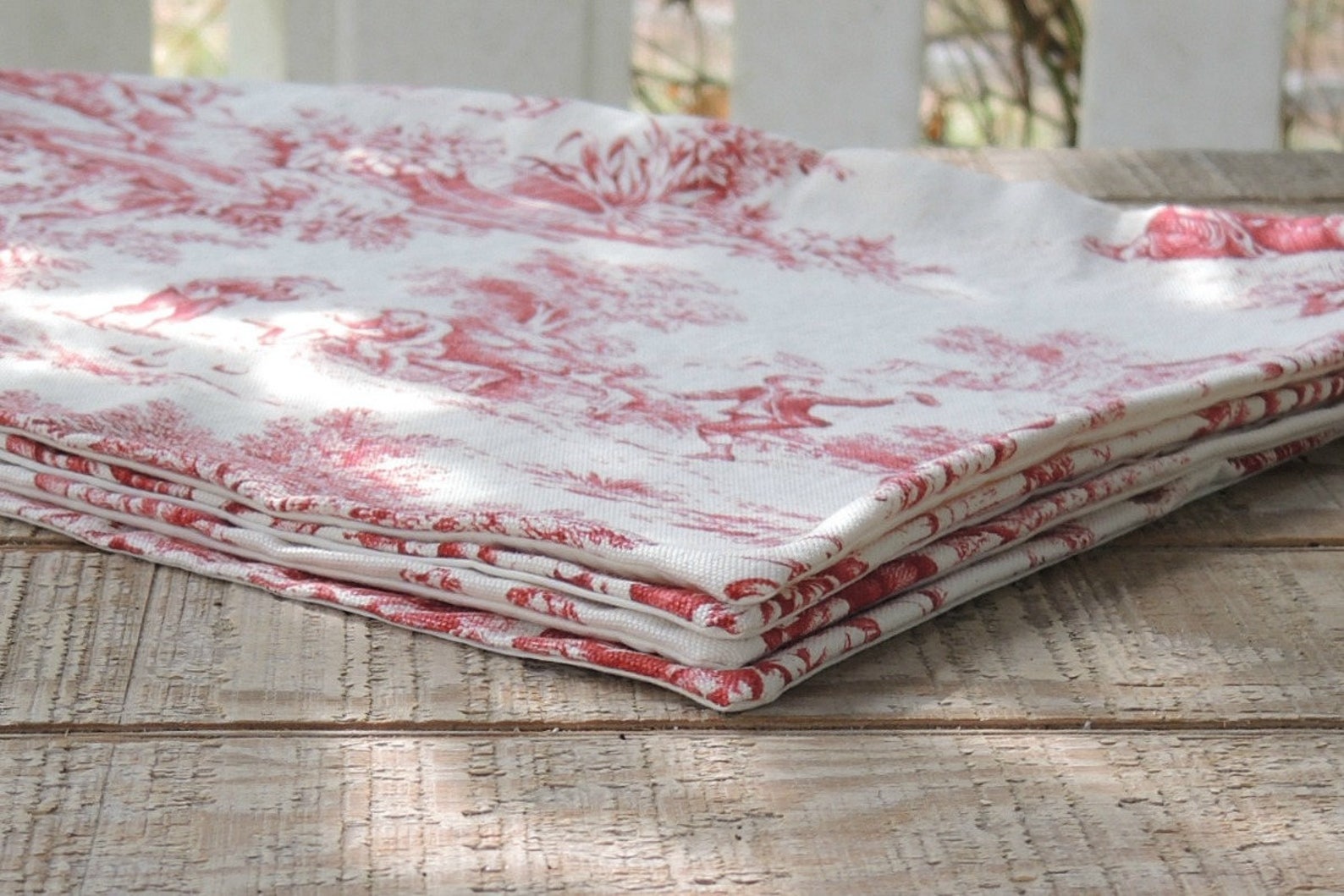 French Country Red and Cream Toile Lined Placemats Set of 4 Custom ...