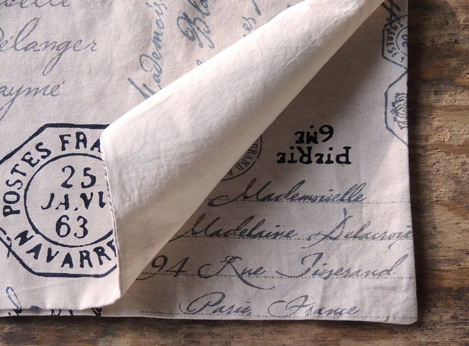 French Script Lined Cotton Placemats Set of 4 Modern French - Etsy