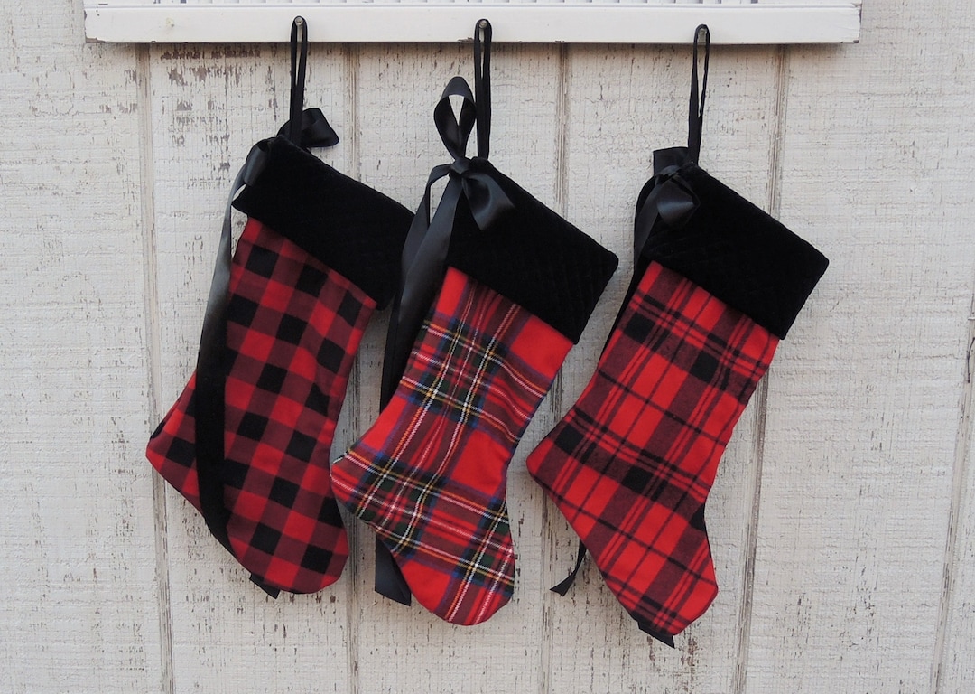 Gorgeous Celtic Christmas Plaid Flannel Christmas Stockings With ...