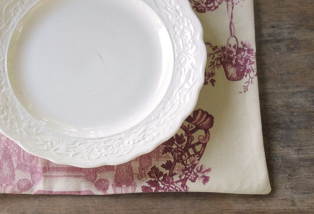 French Country Mauve and Cream Toile Placemats Set of 4 Custom Order ...