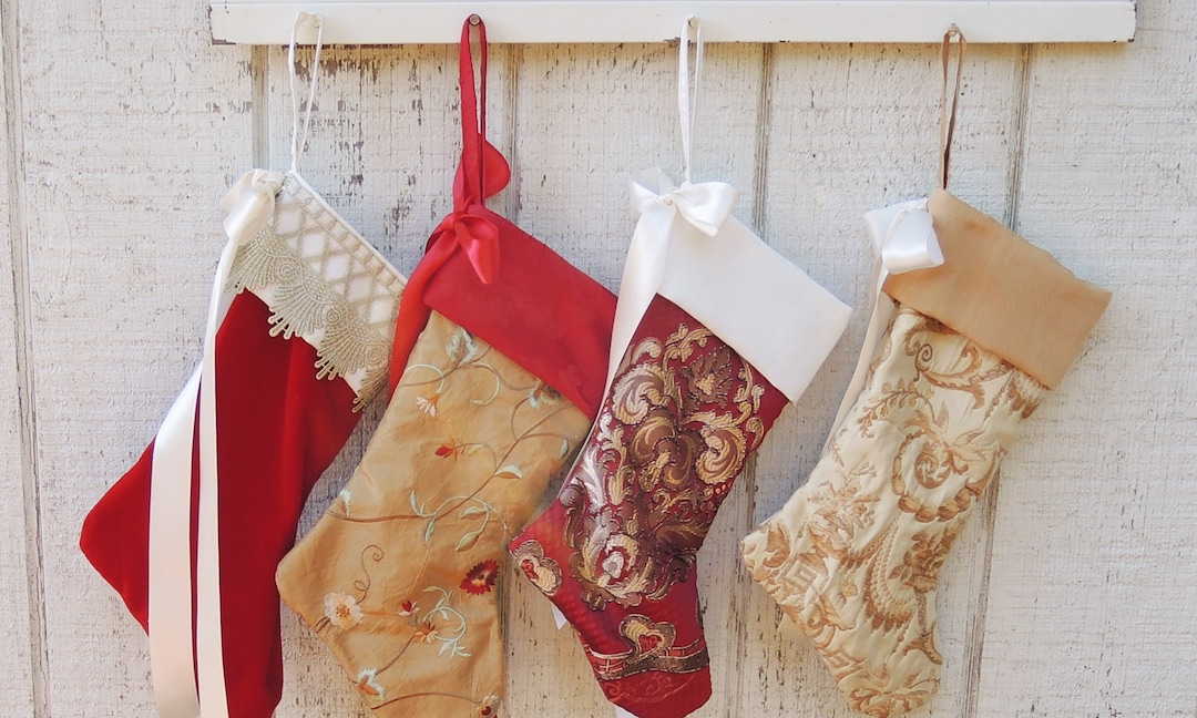 Gorgeous Red and Gold Christmas Stockings, Choice of 1 of 4 Heirloom ...