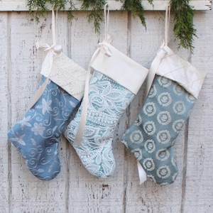 Gorgeous Blue Heirloom Christmas Stockings Blue Floral Collection Made ...