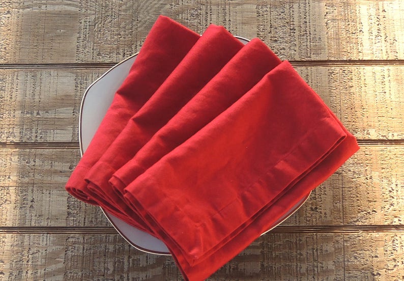 Set of 4 Red Cotton Cloth Dinner Napkins Eco Friendly Vintage | Etsy