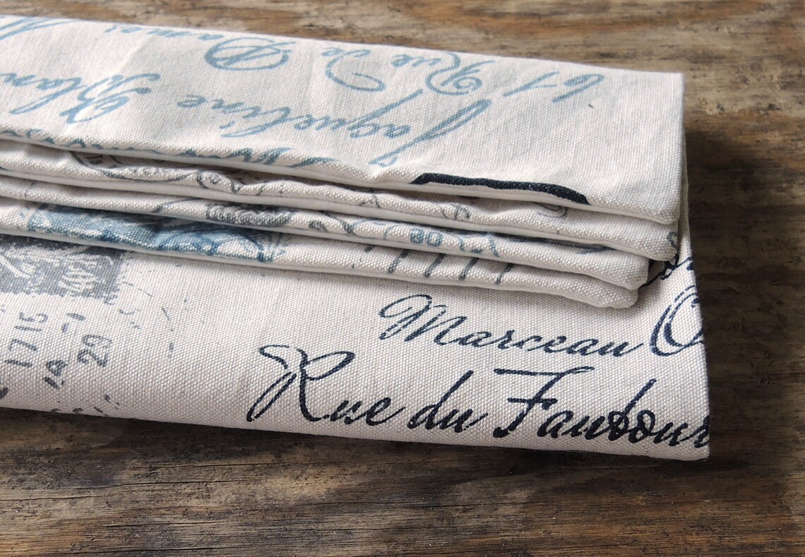 French Script Lined Cotton Placemats Set of 4 Modern French - Etsy