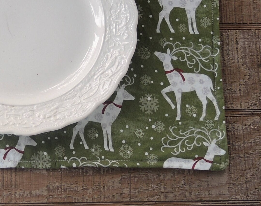 Modern Rustic Reindeer Quilted Placemats Set of 4 Table Mats Modern ...