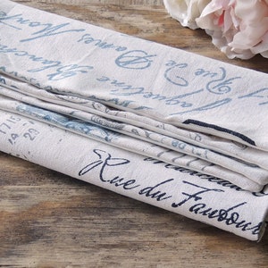 French Script Lined Cotton Placemats Set of 4 Modern French Farmhouse ...