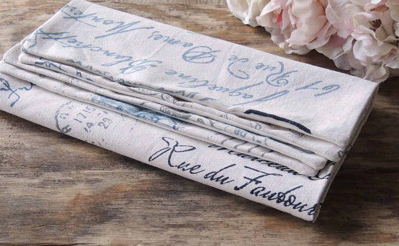 French Script Lined Cotton Placemats Set of 4 Modern French - Etsy